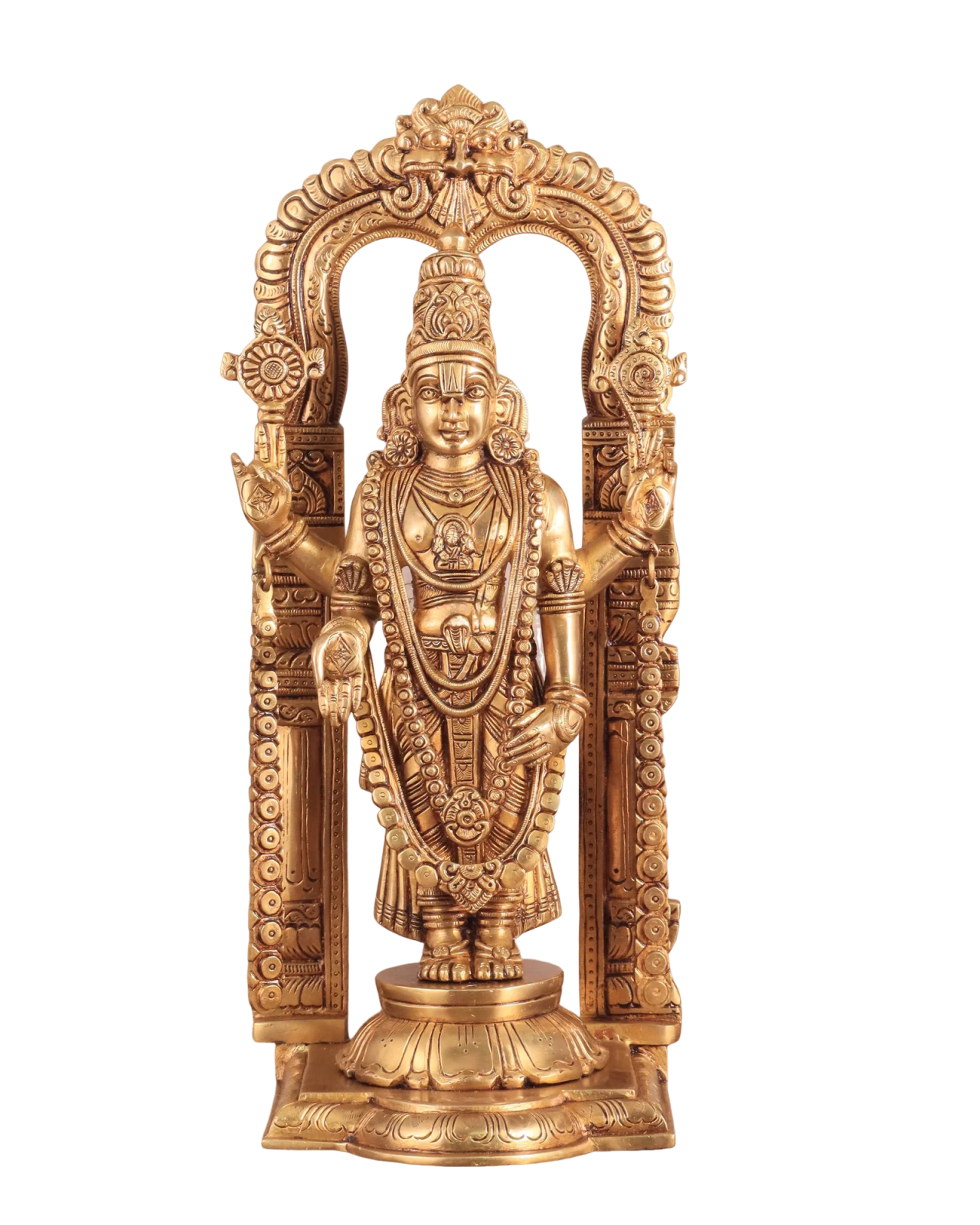 Brass Balaji with Mala & Frame | Sacred Temple Masterpiece